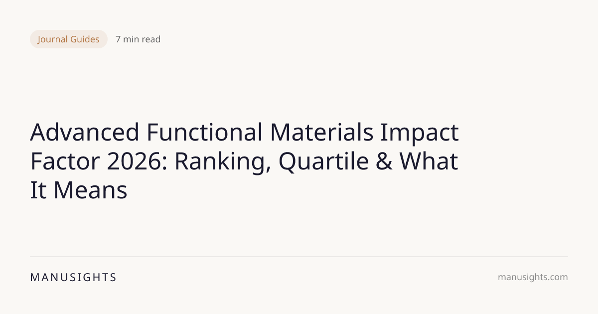 Advanced Functional Materials Impact Factor 2026: 19.0