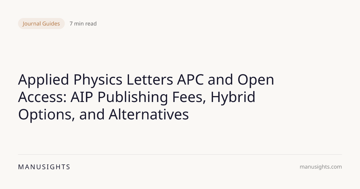 Applied Physics Letters APC (2026): Fees and OA Guide