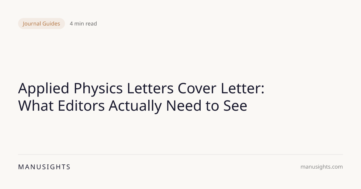 Applied Physics Letters Cover Letter
