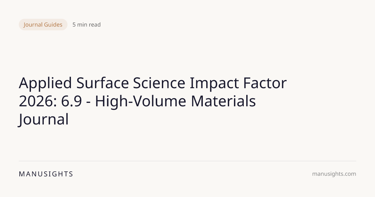 Applied Surface Science Impact Factor 2026: 6.9, Q1