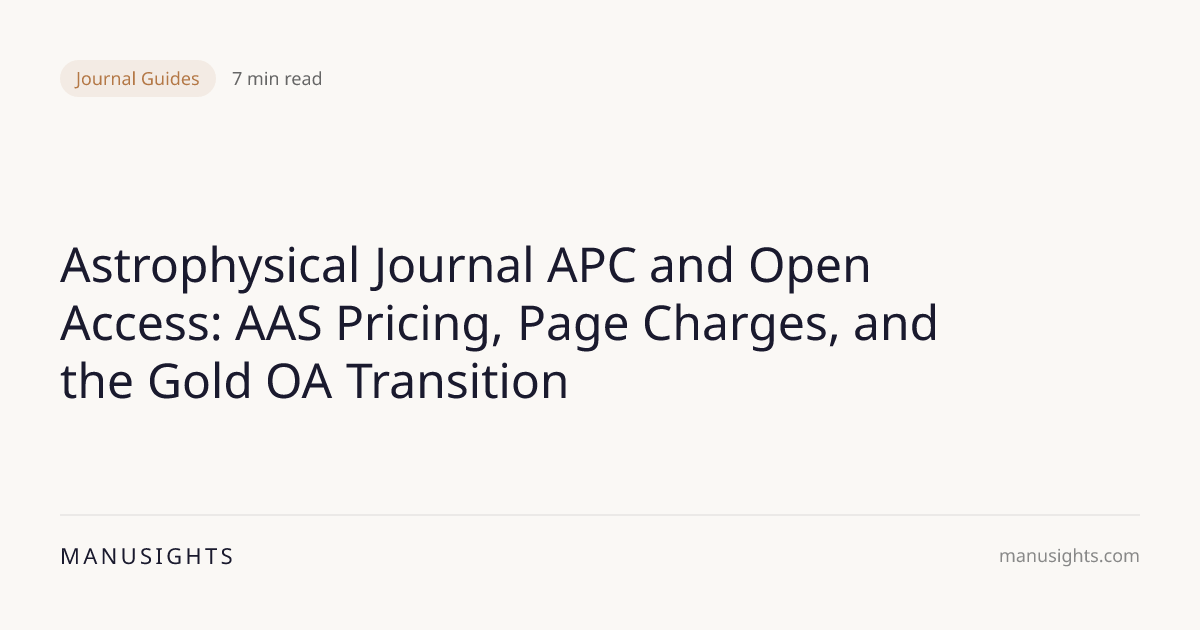 Astrophysical Journal APC (2026): Fees and OA