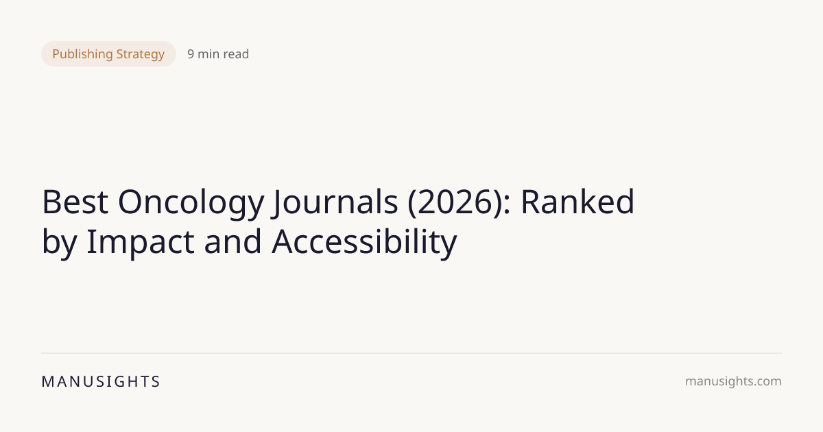 Best Oncology Journals (2026)