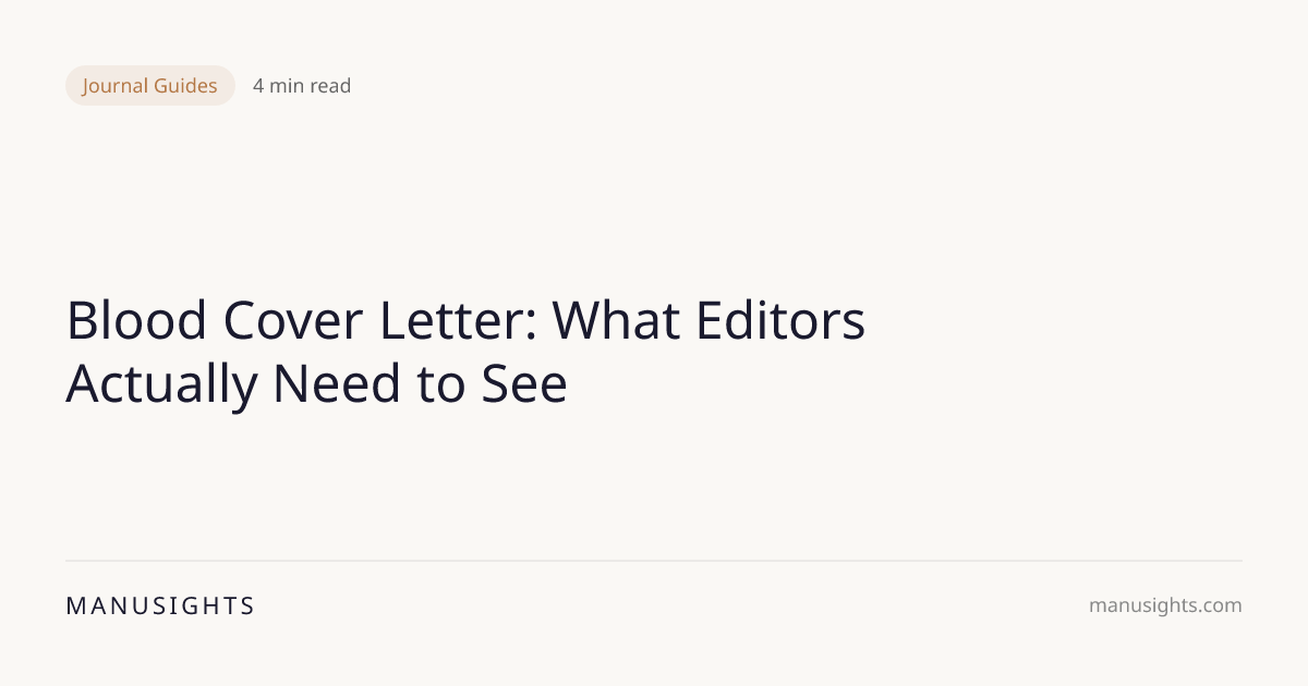 Blood Cover Letter: What Editors Want (2026)
