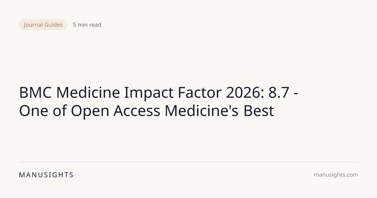 BMC Medicine Impact Factor 2026: 8.3 - Down from 12.5?
