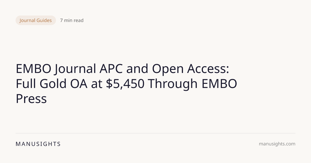 EMBO Journal APC (2026): Fees and Open Access Guide