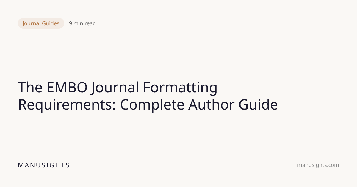 Embo Journal Formatting Guide (2026)