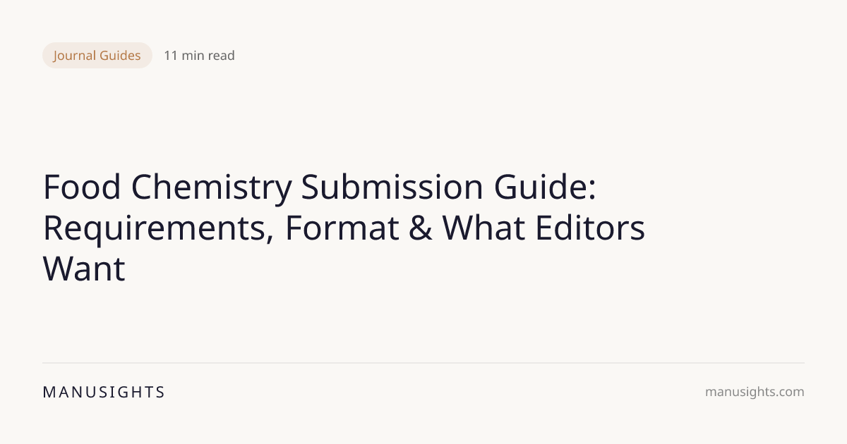 Food Chemistry Submission Guide (2026)