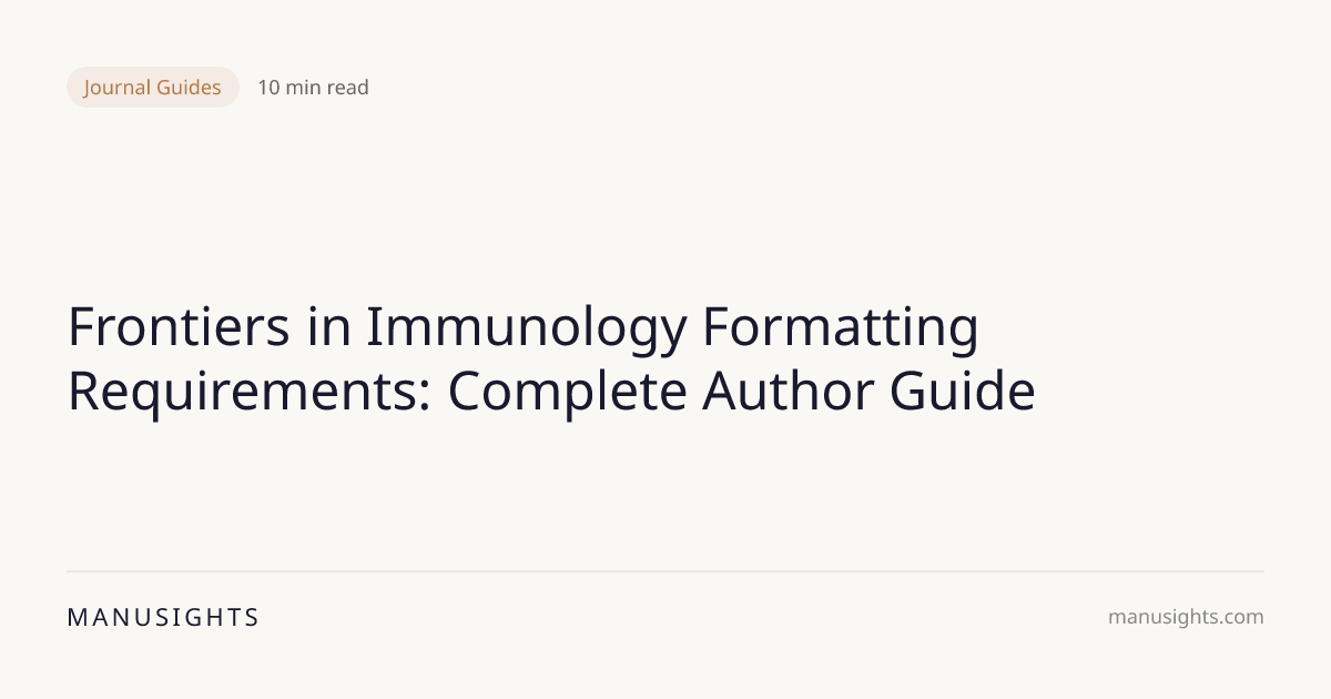 Frontiers in Immunology Formatting Guide (2026)