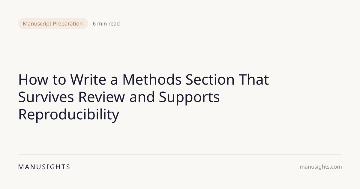 How to Write a Methods Section That Survives Review