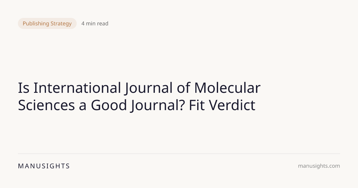 Is IJMS a Good Journal? (2026)