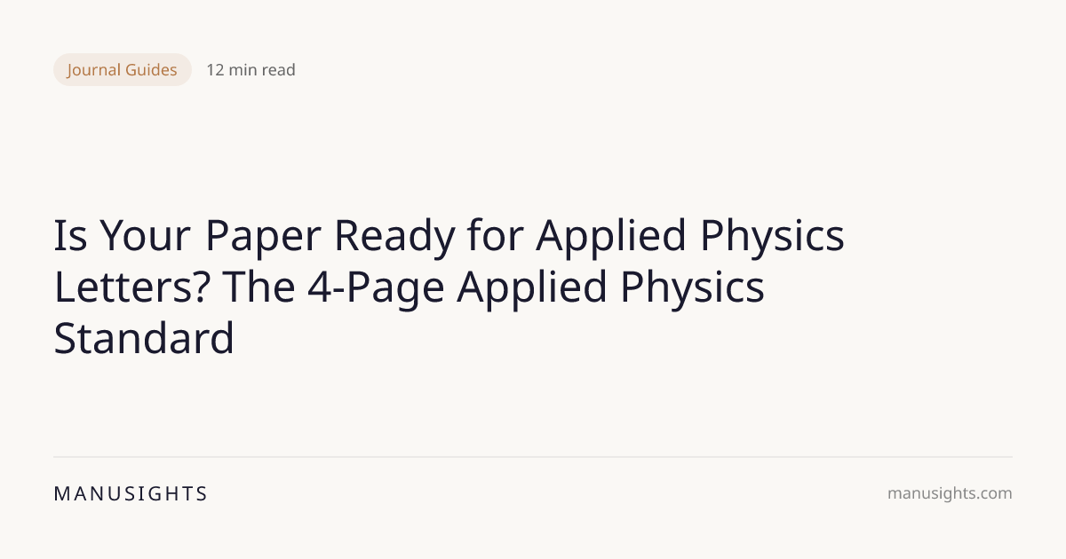 Is My Paper Ready for Applied Physics Letters? (2026)