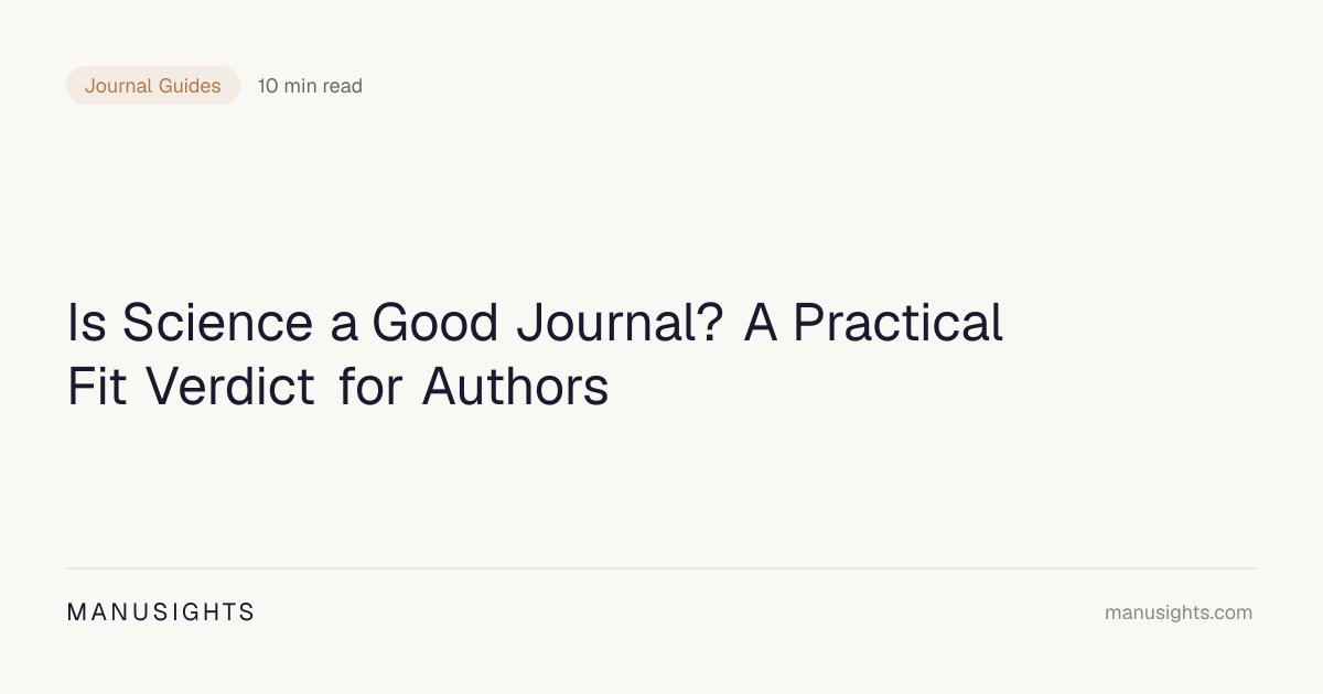 Is Science a Good Journal? Fit Verdict for Authors