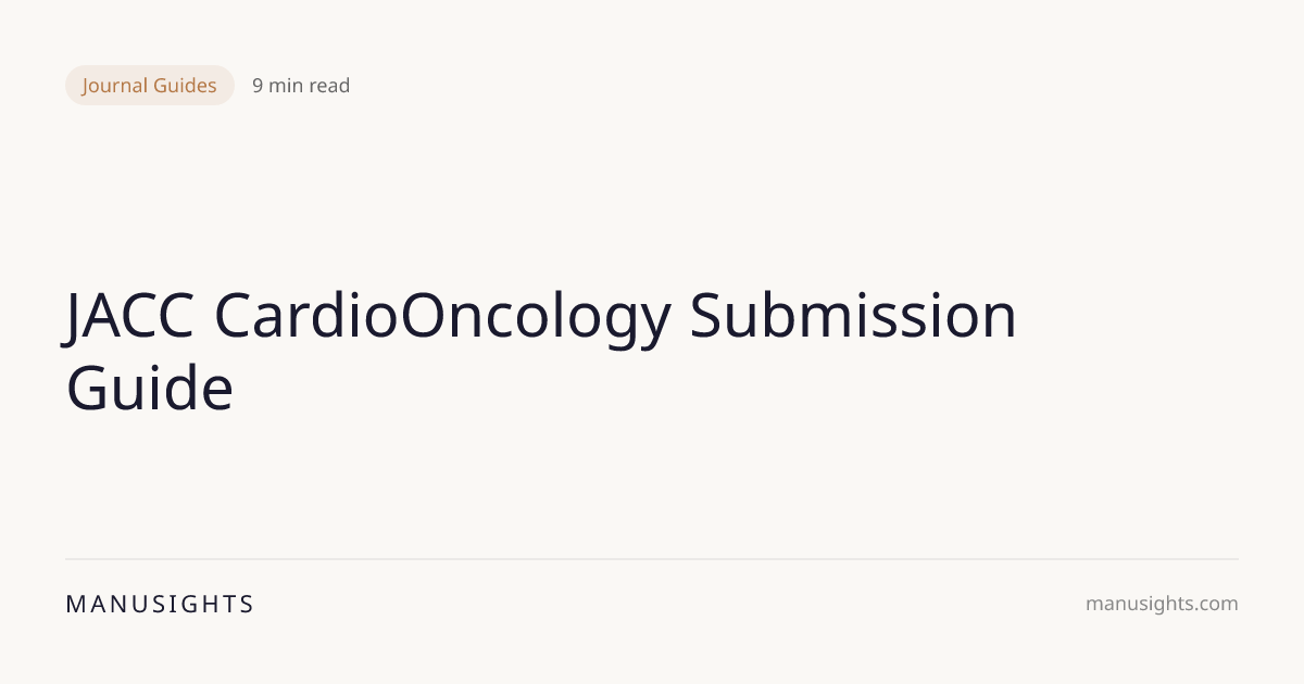 JACC CardioOncology Submission Guide (2026)