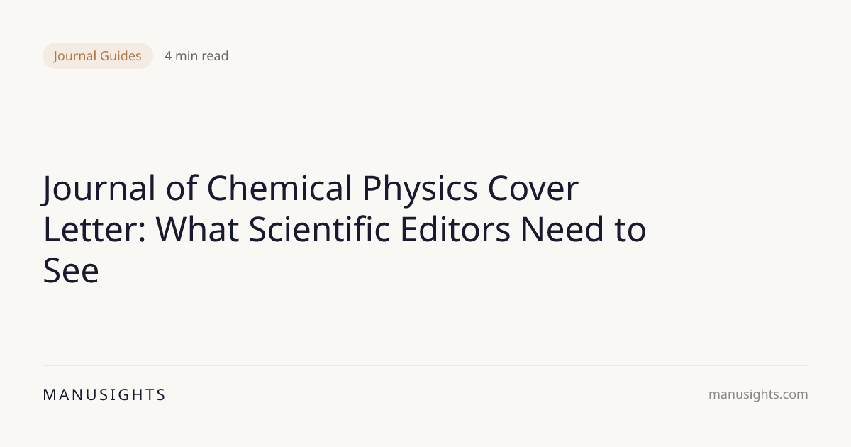 Journal of Chemical Physics Cover Letter