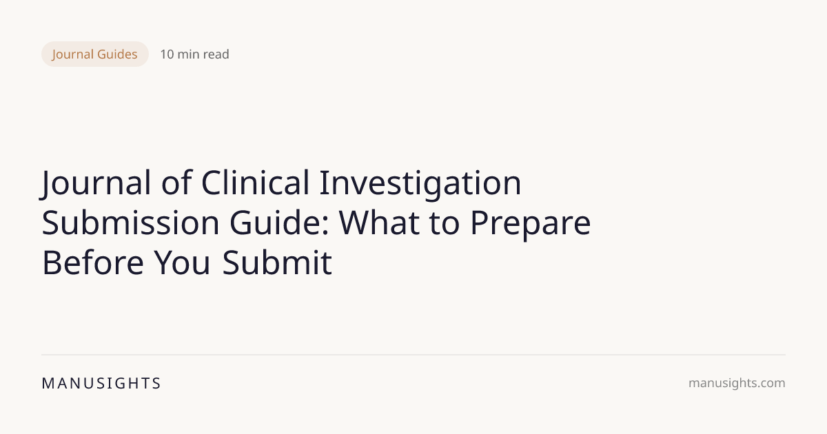 Guide to Journal of Clinical Investigation Submission