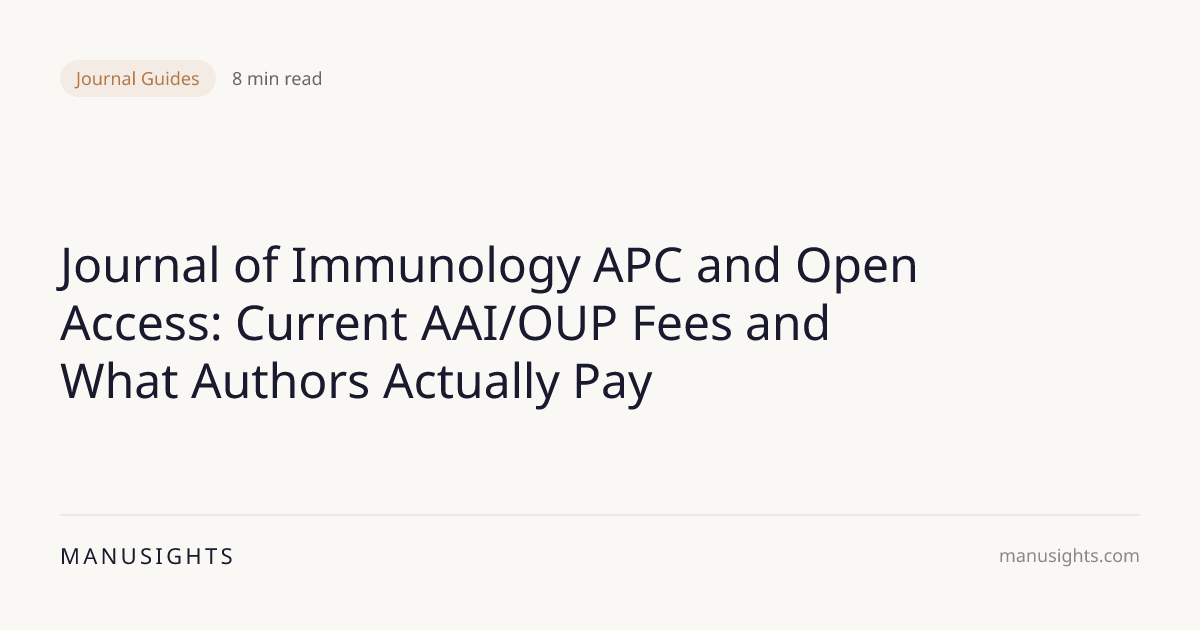 Journal of Immunology APC (2026): OA Fee and Standard Cost