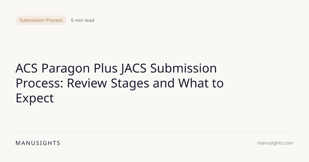 JACS Submission Process (2026): ACS Portal Guide