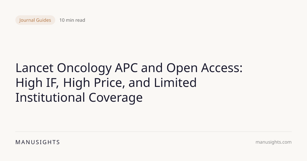 Lancet Oncology APC (2026): Fees and OA Options