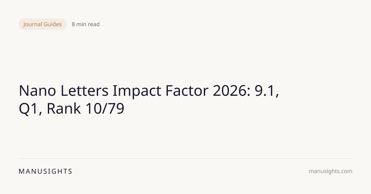 Nano Letters Impact Factor 2026: 9.1, Q1