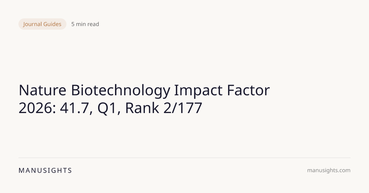 Nature Biotechnology Impact Factor 2026: 41.7, Q1