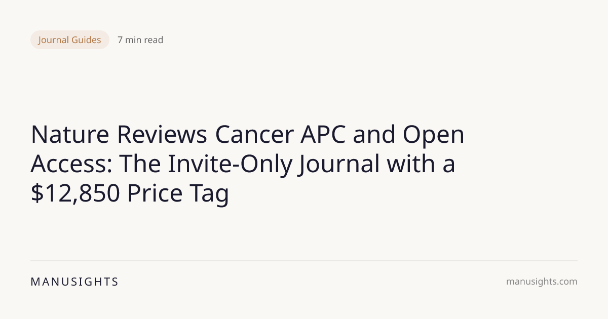 Nature Reviews Cancer APC (2026): Fees and OA Options