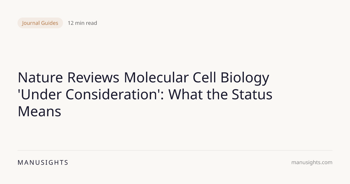 Nature Reviews Molecular Cell Biology Under Consideration St