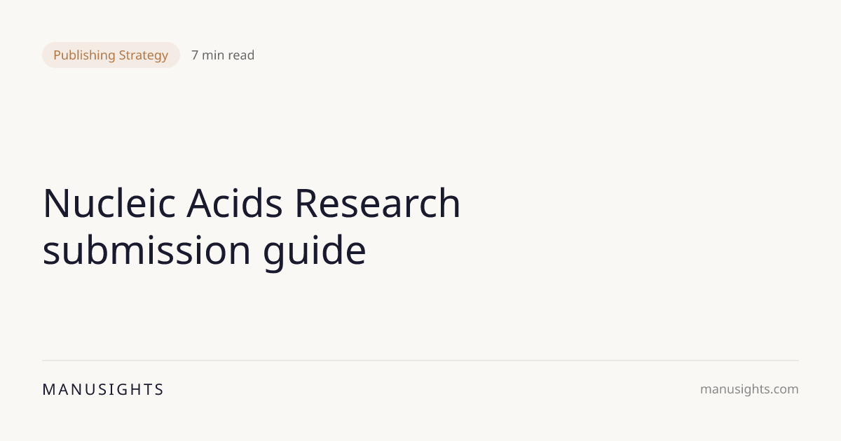 Nucleic Acids Research Submission Guide 2026