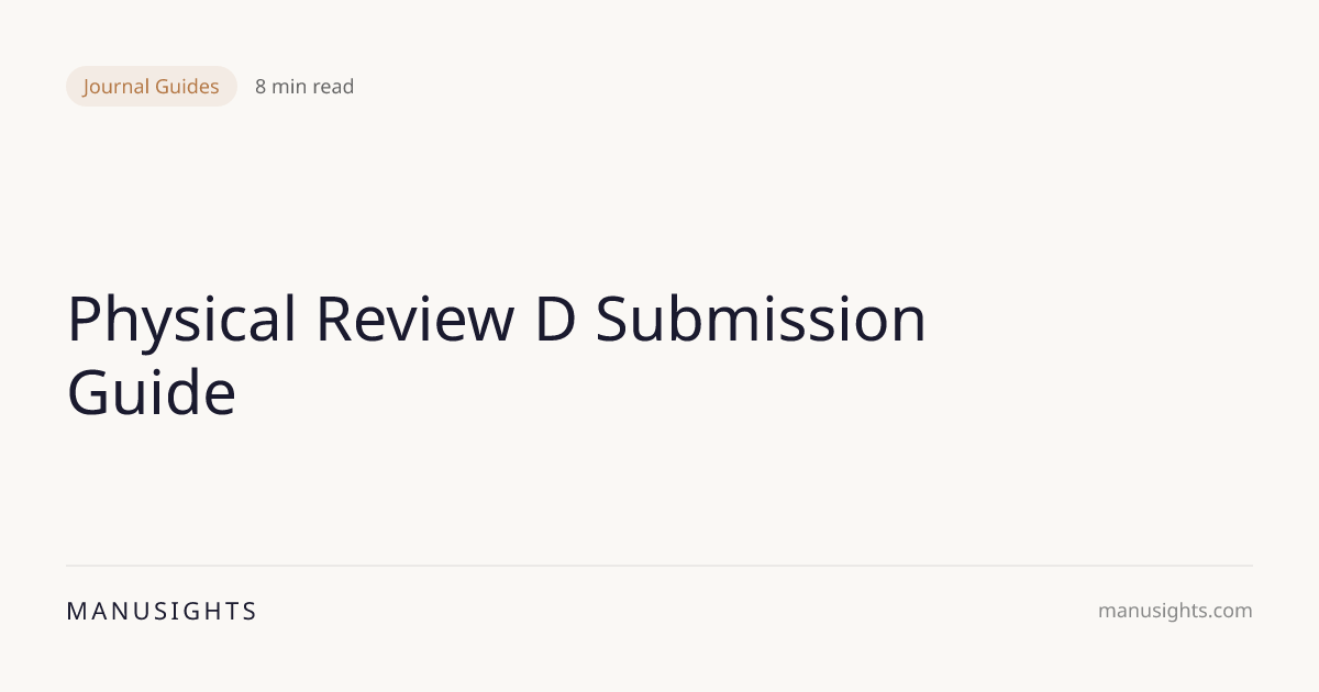 Physical Review D Submission Guide (2026)