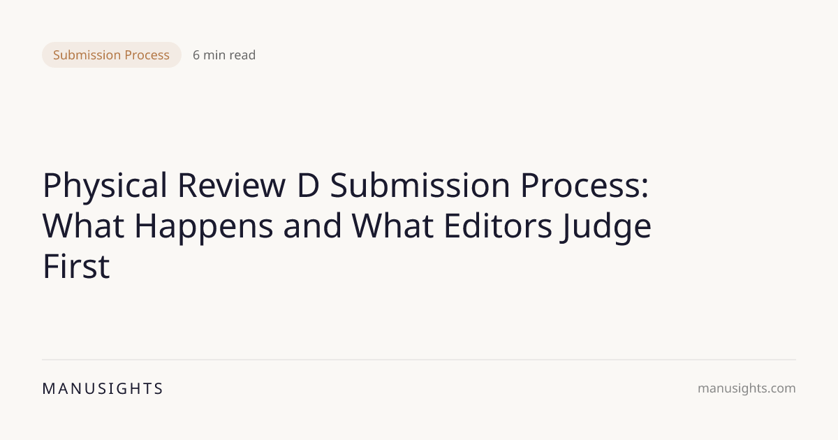 Physical Review D Submission Process (2026)