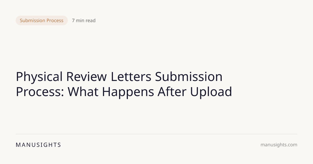 Physical Review Letters Submission Process (2026)