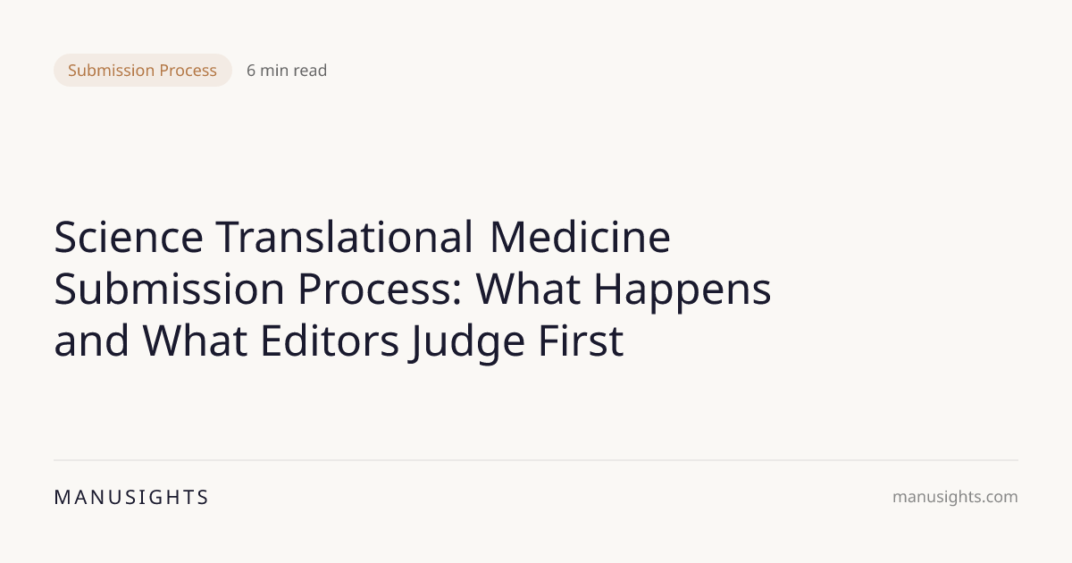 Science Translational Medicine Submission Process (2026)