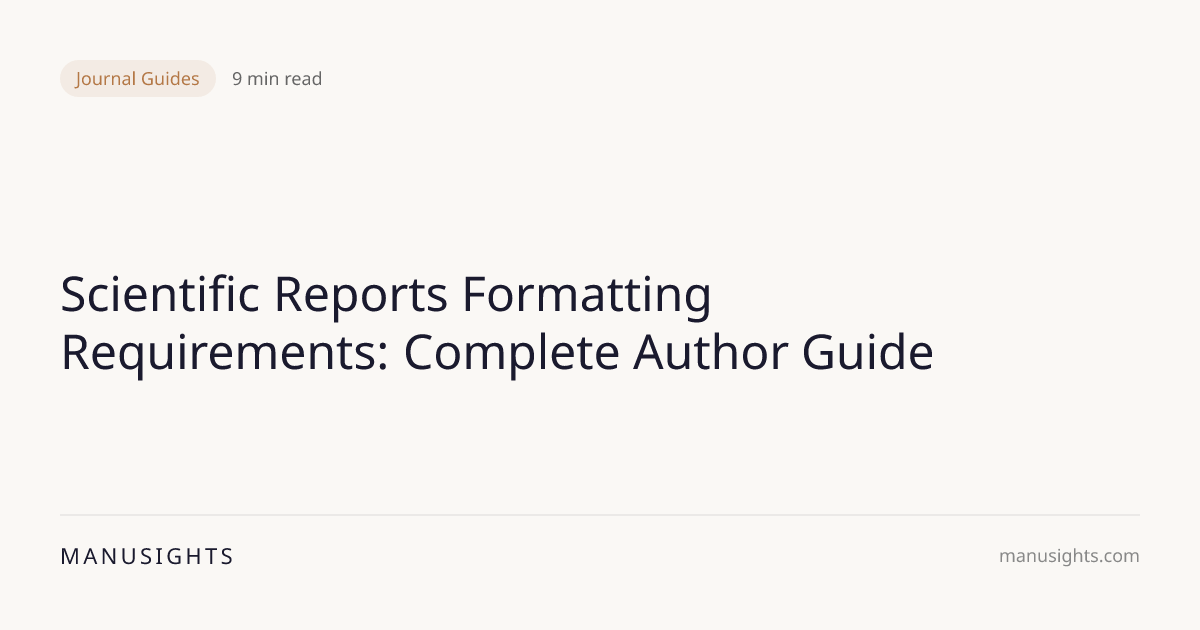 Scientific Reports Formatting (2026): Guidelines