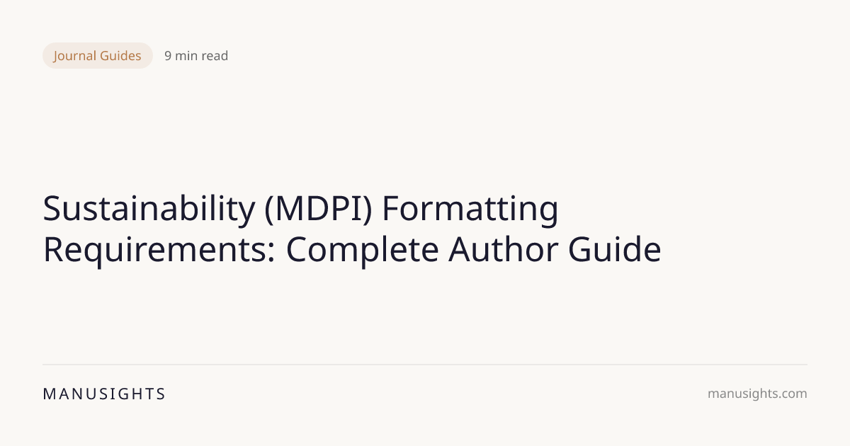 Sustainability MDPI Formatting: Templates and Guidelines